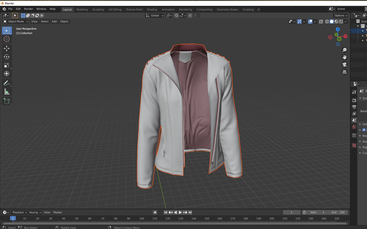 ArtStation - Womens leather jacket / Clo 3D project +obj+fbx | Game Assets