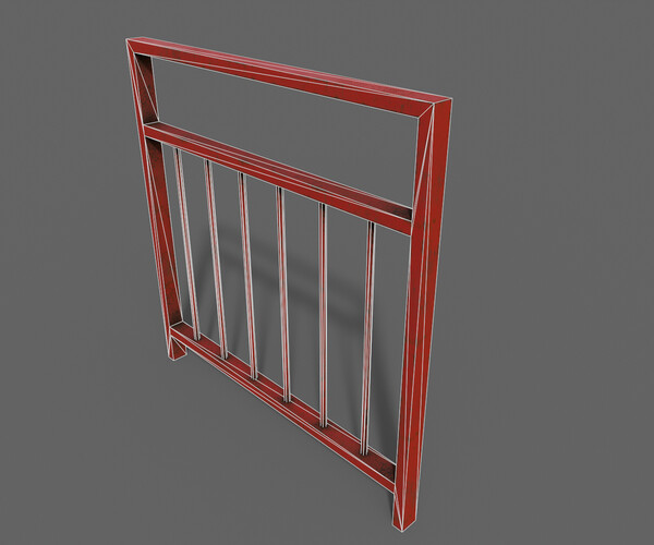 ArtStation - PBR Pedestrian Guard Rail (Red) Ver.4 | Game Assets