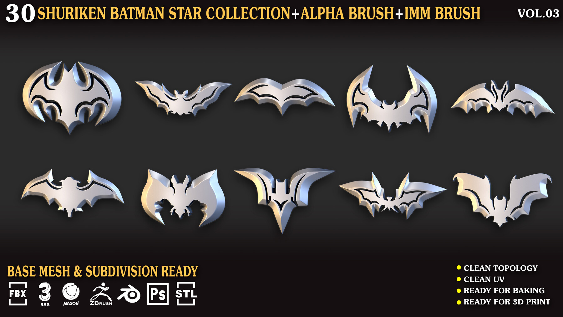 ArtStation - 30 Shuriken_Batman_Star_Collection_Vol_03_(UV / IMM /Alpha ...