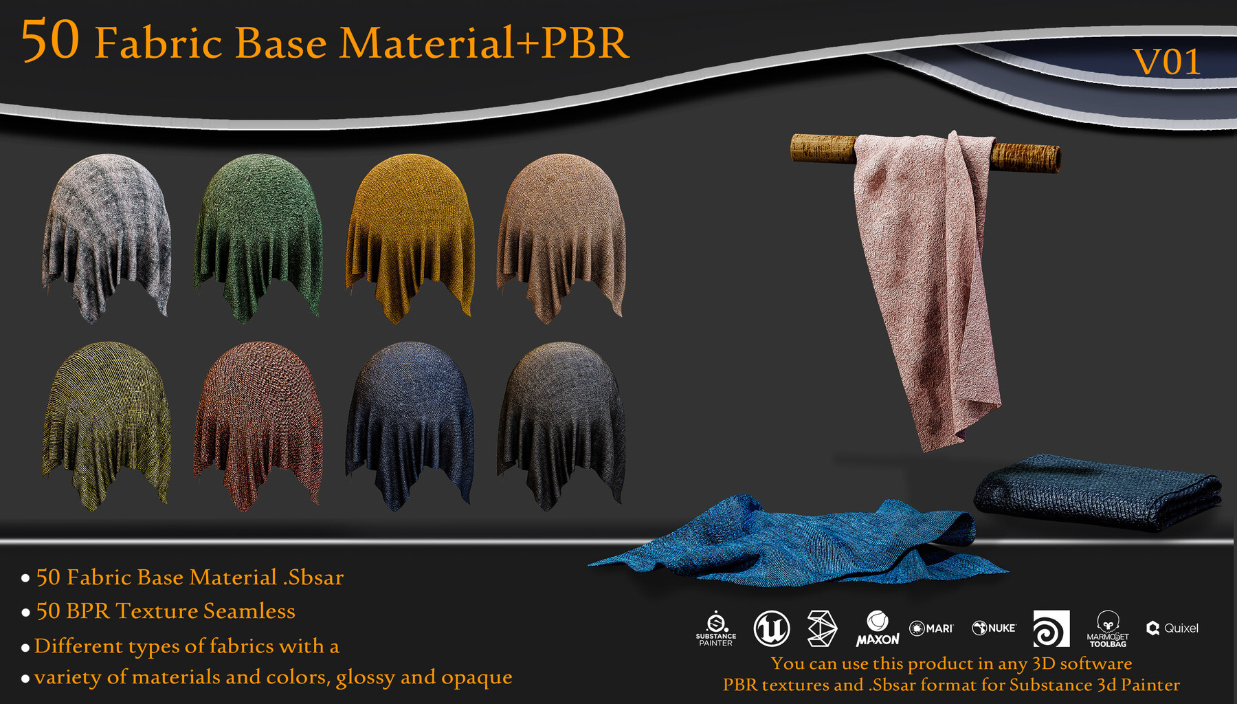 ArtStation - 50 Fabric Base Material + 4k PBR Texture Seamless | Resources