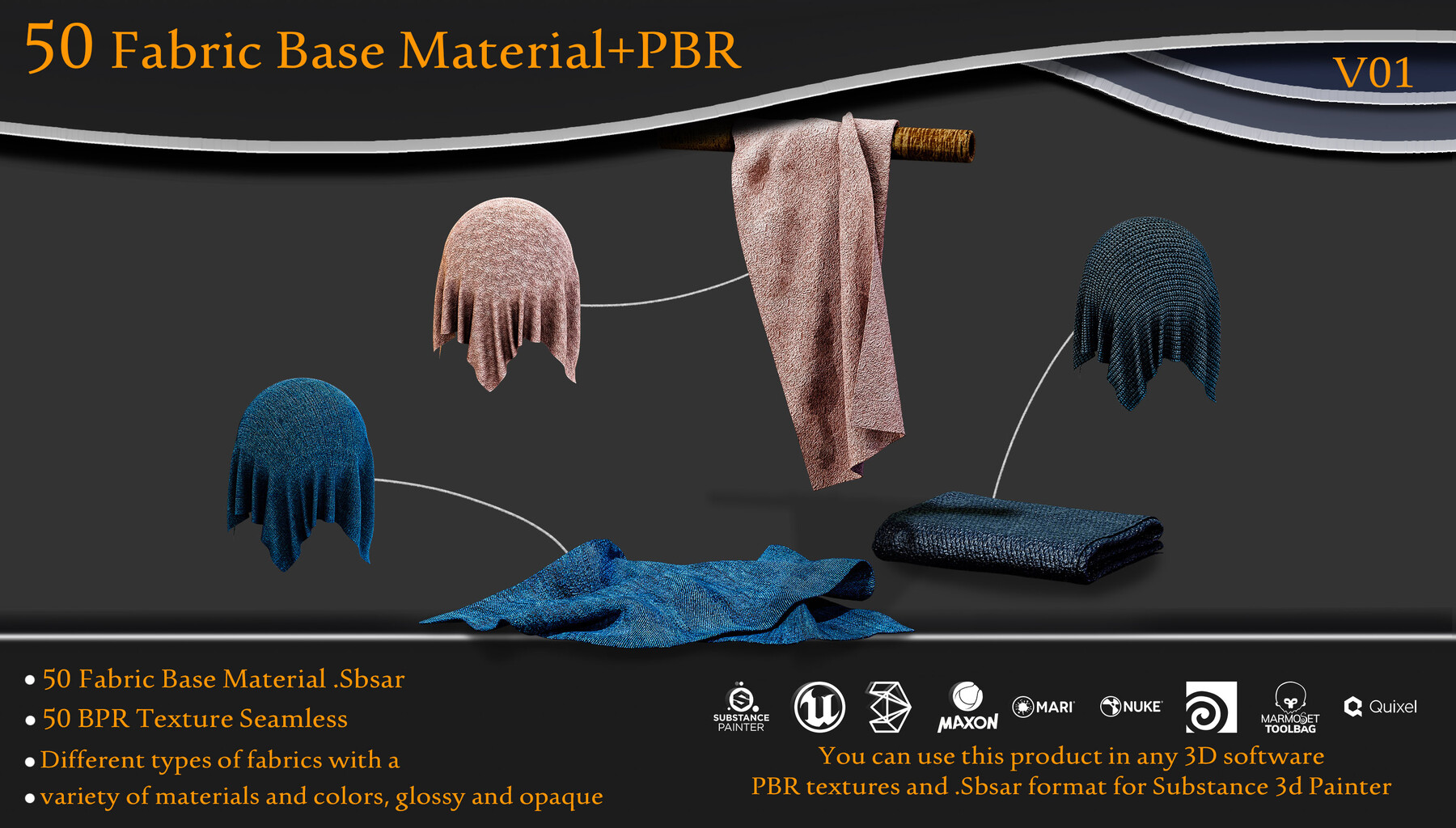 ArtStation - 50 Fabric Base Material + 4k PBR Texture Seamless | Resources