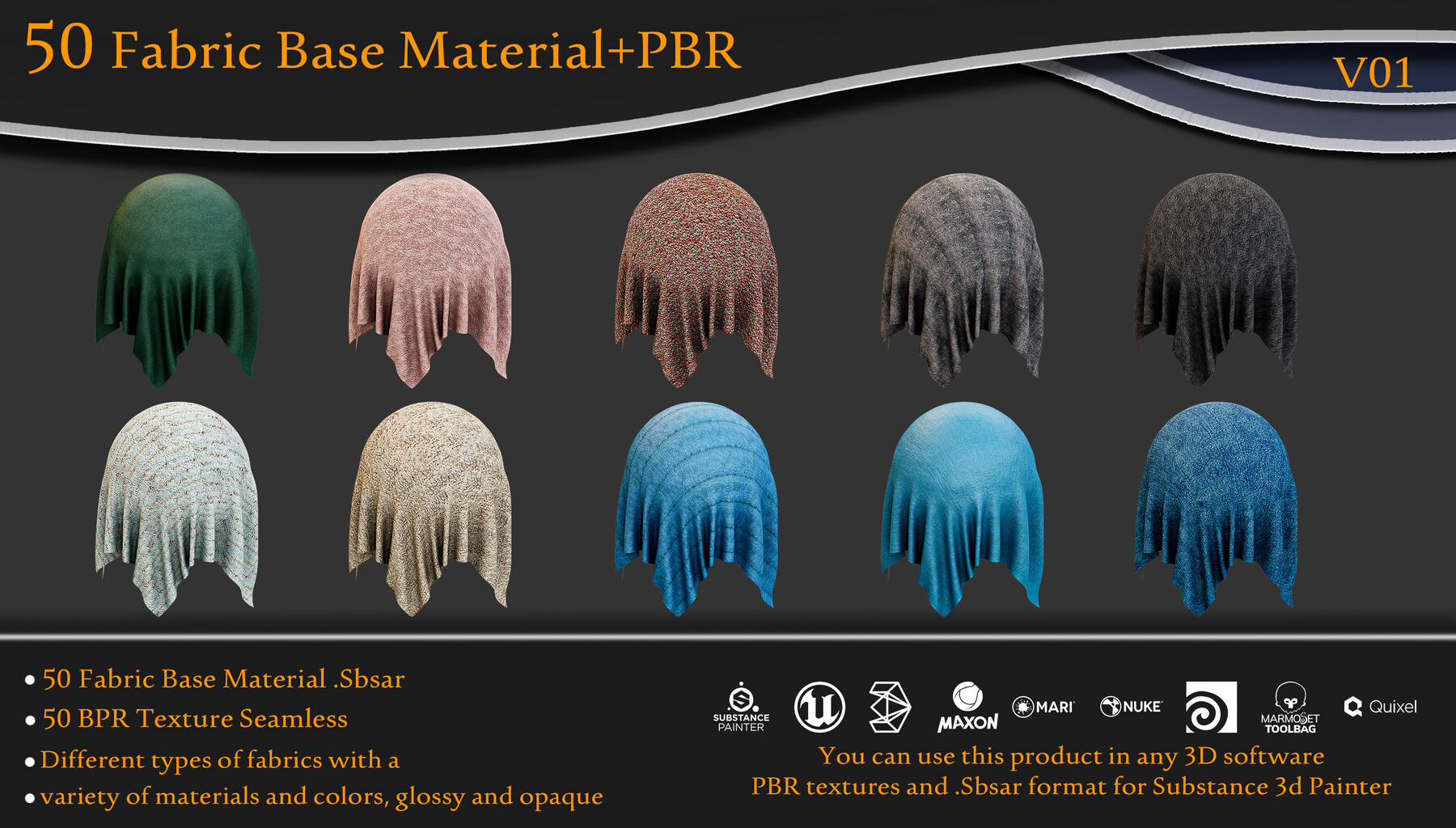 ArtStation - 50 Fabric Base Material + 4k PBR Texture Seamless | Resources