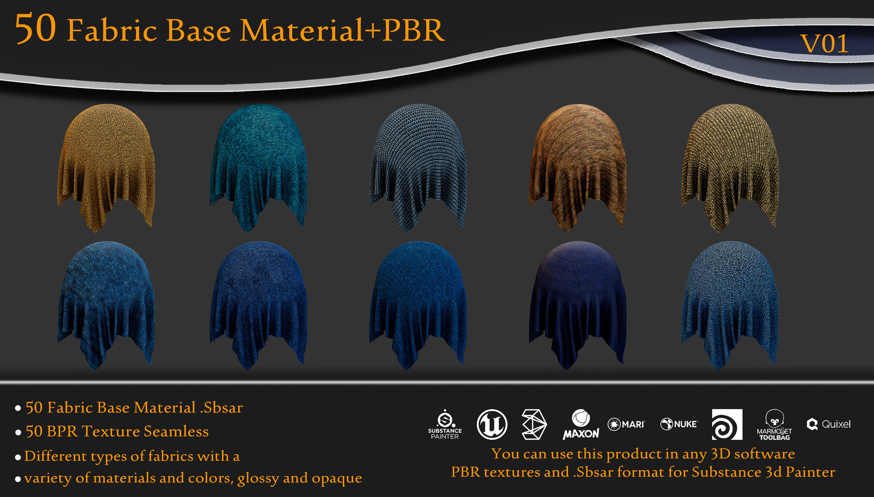 ArtStation - 50 Fabric Base Material + 4k PBR Texture Seamless | Resources