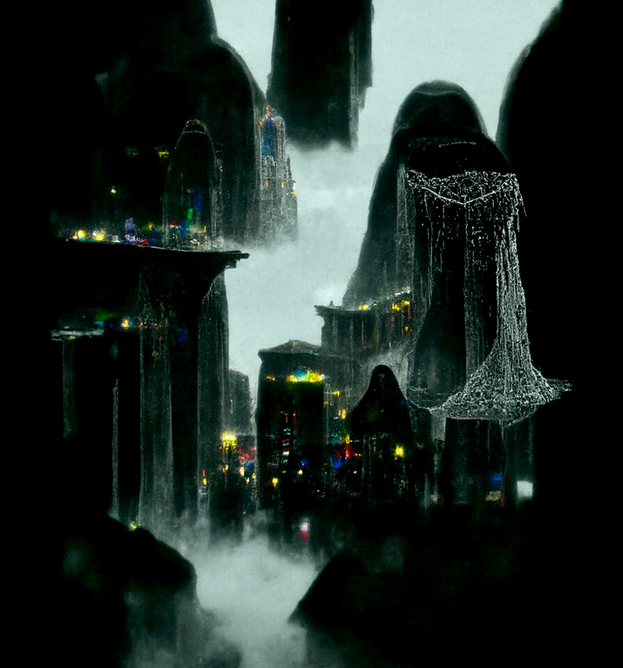 ArtStation - Nightly Cliffside City | Artworks