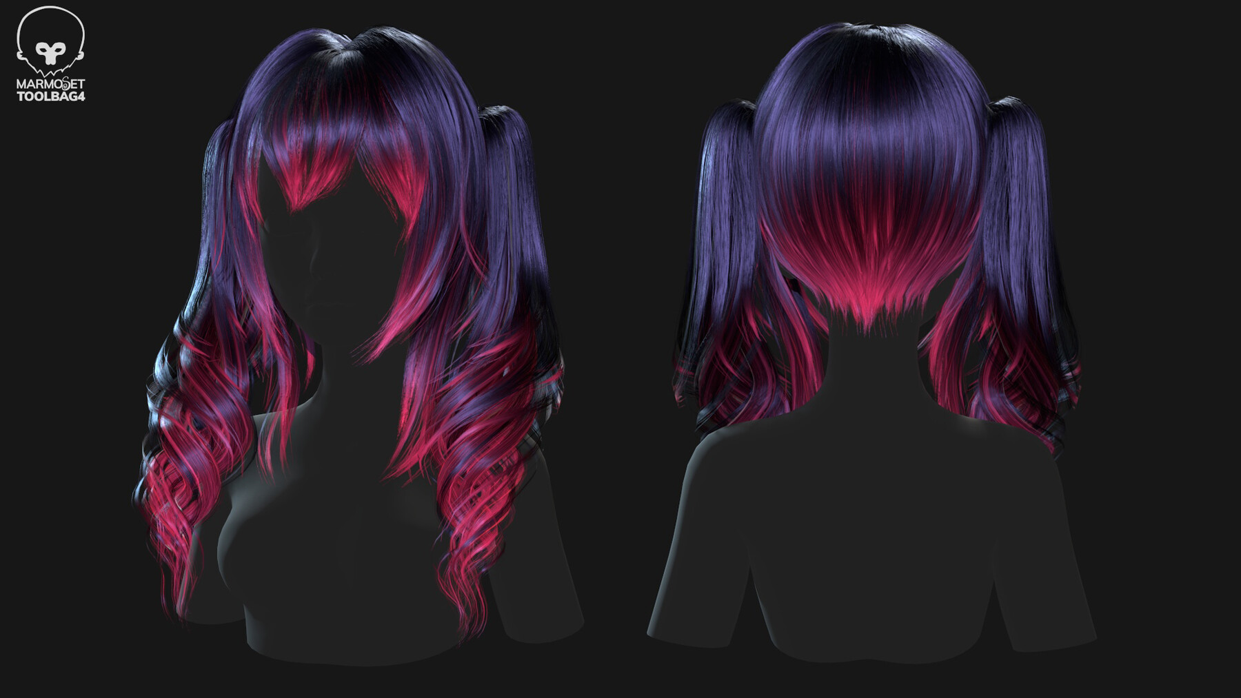 ArtStation - Game ready stylize hairstyle with tails | Game Assets