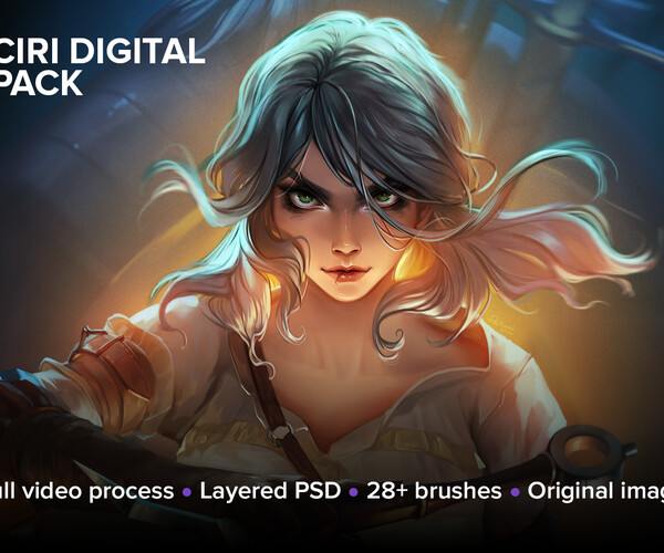ArtStation - Ciri Digital Package. Full process (26h10m), PSD, brushes ...