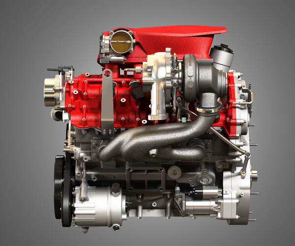 ArtStation - Ferrari 488 GTB Engine - V8 Twin Turbo Engine | Resources