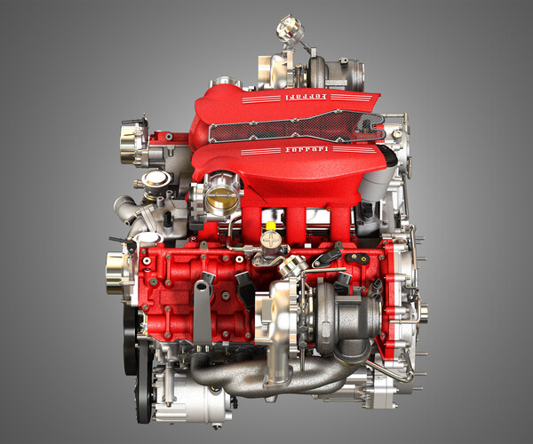 ArtStation - Ferrari 488 GTB Engine - V8 Twin Turbo Engine | Resources