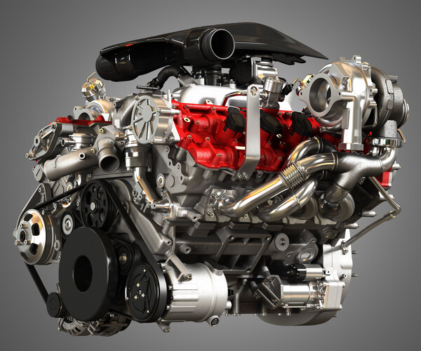 ArtStation - 488 Pista Engine - V8 Twin Turbo Engine | Resources