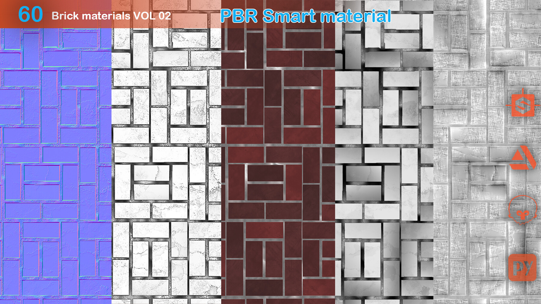 ArtStation - 60 Brick Wall Materials Vol 02 PBR 4k SBS SBSAR | Resources