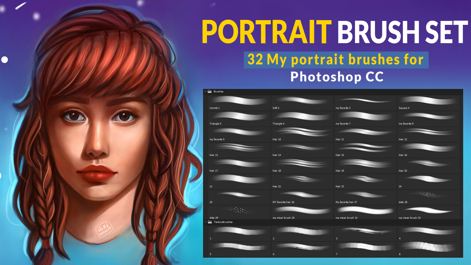 ArtStation - 32 portrait brushes for Photoshop (VOL 1) | Brushes
