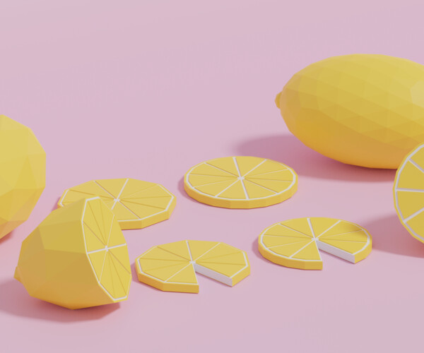 ArtStation - Low Poly Cartoon Lemon 3D model | Resources
