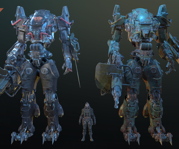 ArtStation - Dystopia Mech And Pilot | Game Assets