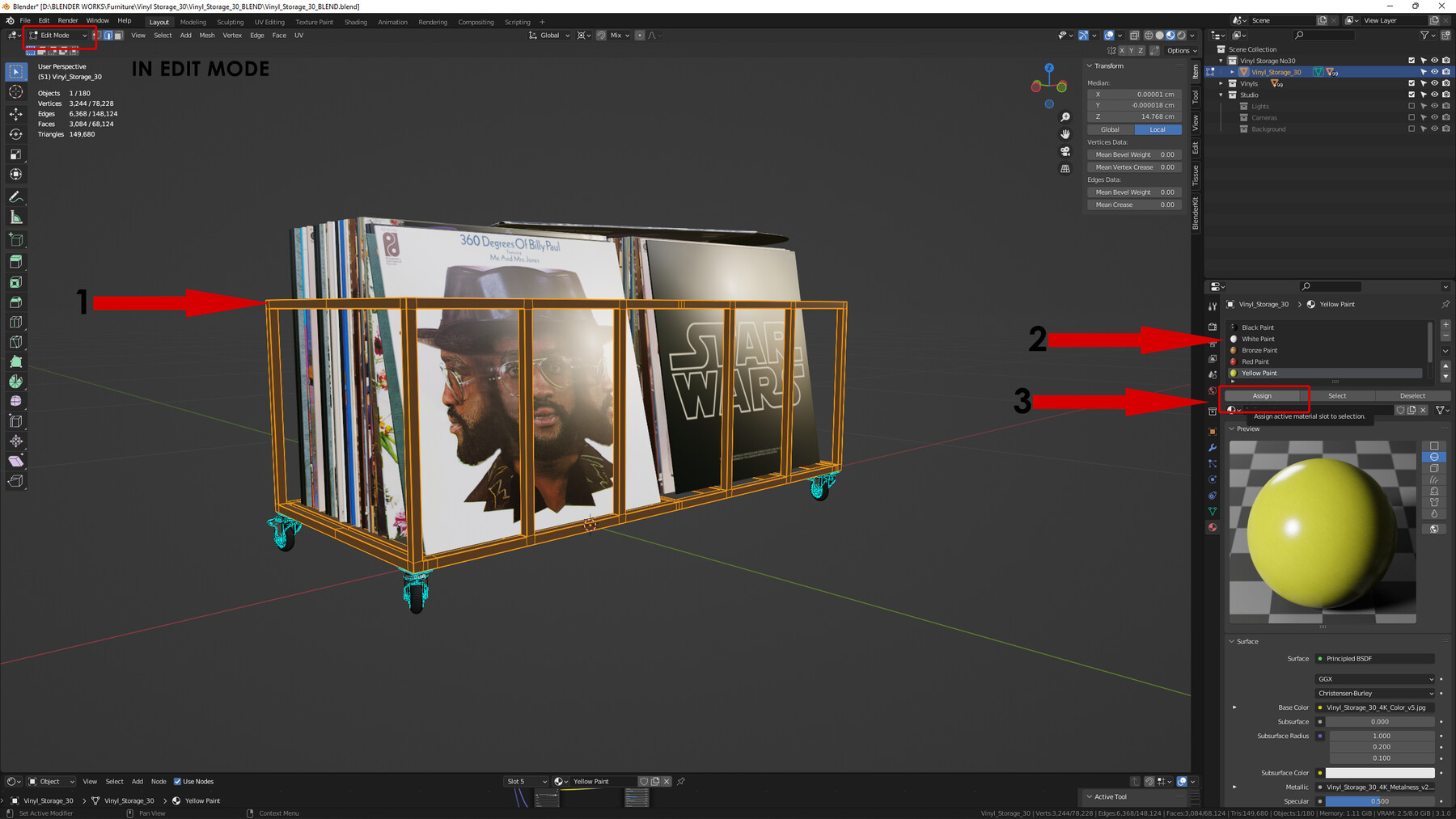 ArtStation - Vinyl Storage No30 with 5 Color Variations | Resources