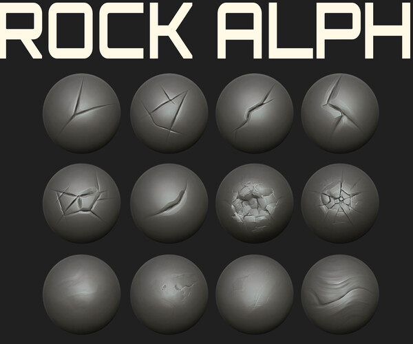 ArtStation - 12 Stylised Rock Alphas | Brushes