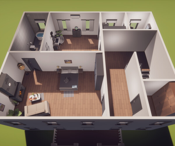 ArtStation - Low Poly House Interior and Exterior - Asset for Unity 3D ...