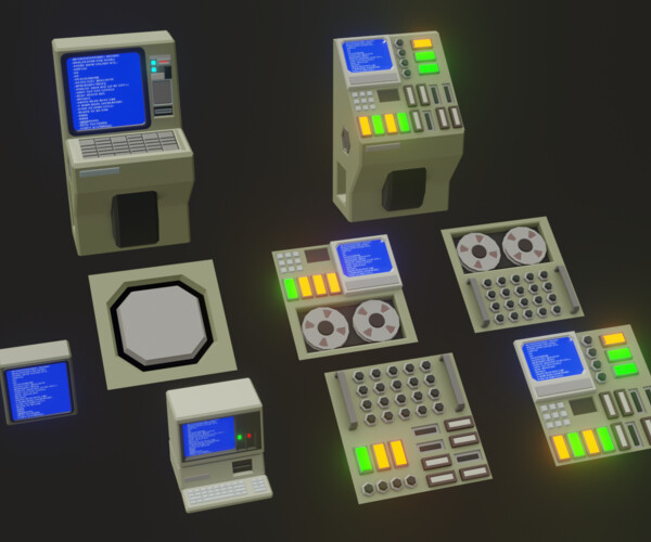 ArtStation - Low Poly Retro Computers | Game Assets
