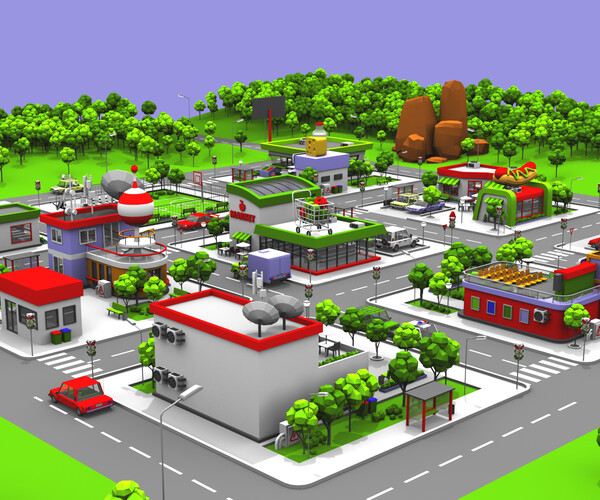ArtStation - Cartoon Low Poly City | Resources
