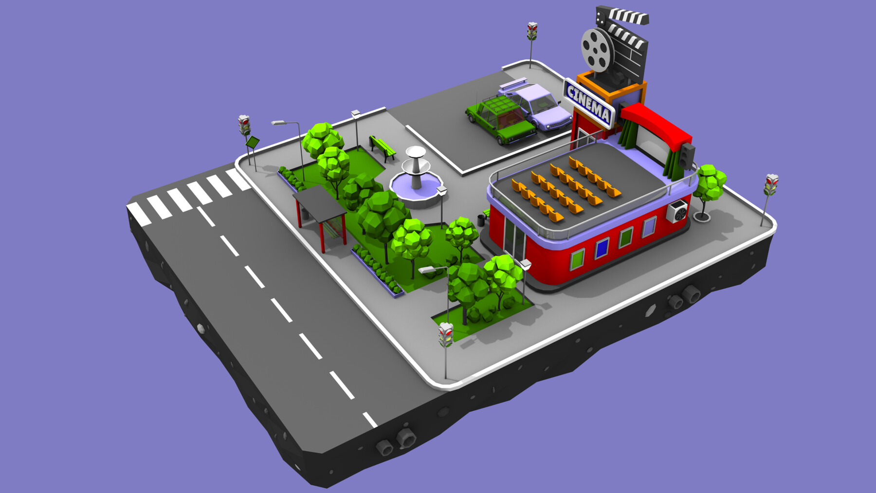 ArtStation - Cinema Block from Cartoon Low Poly City | Resources