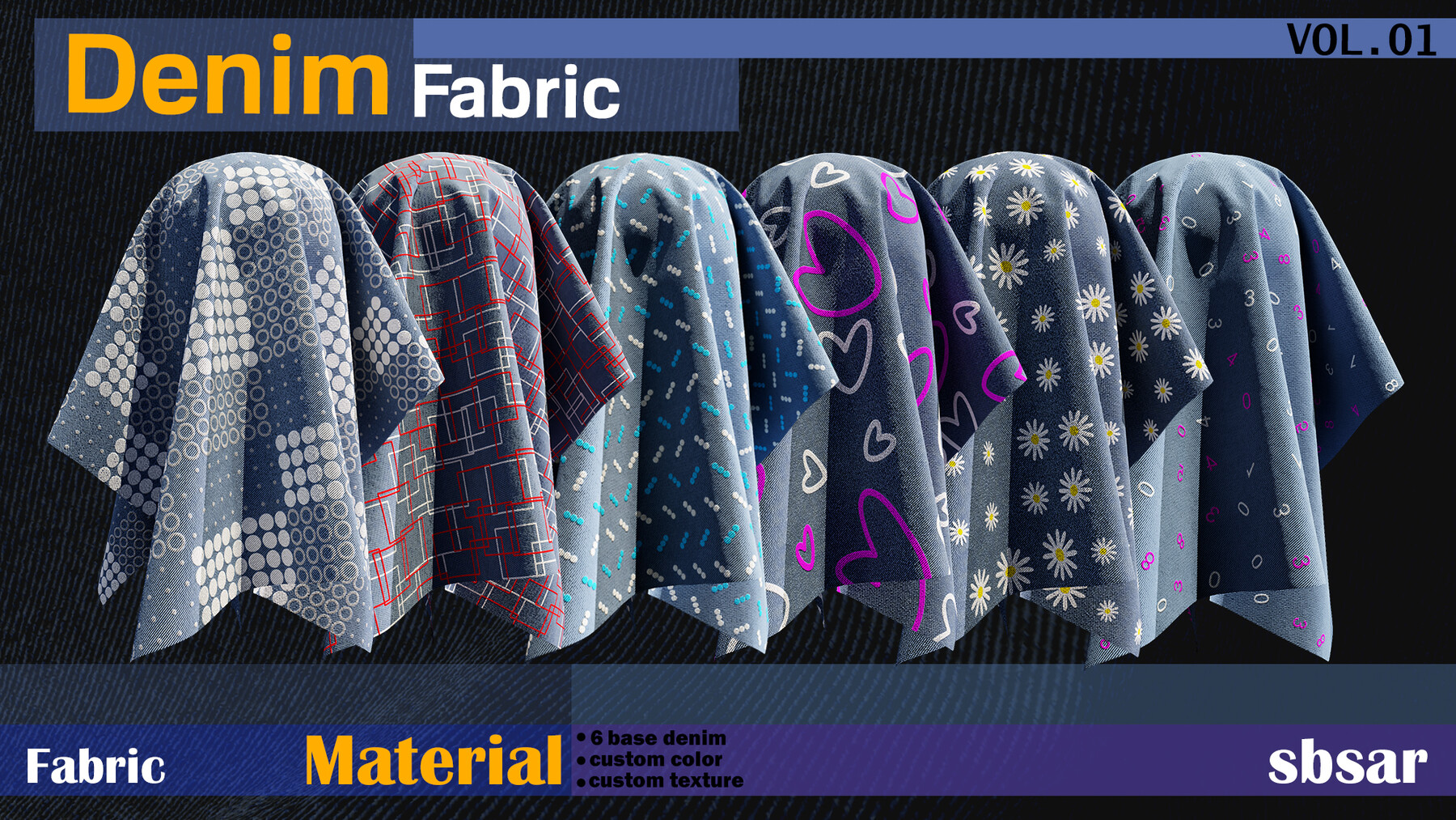 ArtStation - Denim Fabric Material-SBSAR-custom color- custom fabric ...