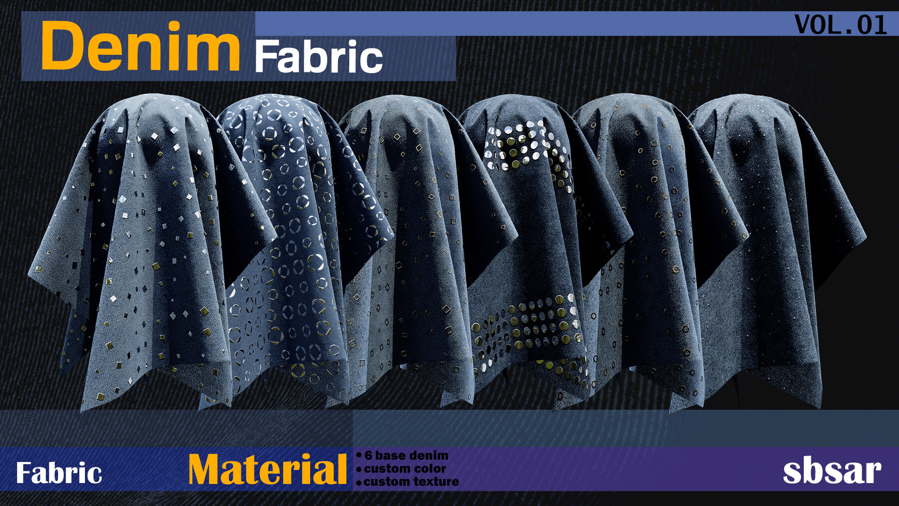 ArtStation - Denim Fabric Material-SBSAR-custom color- custom fabric ...