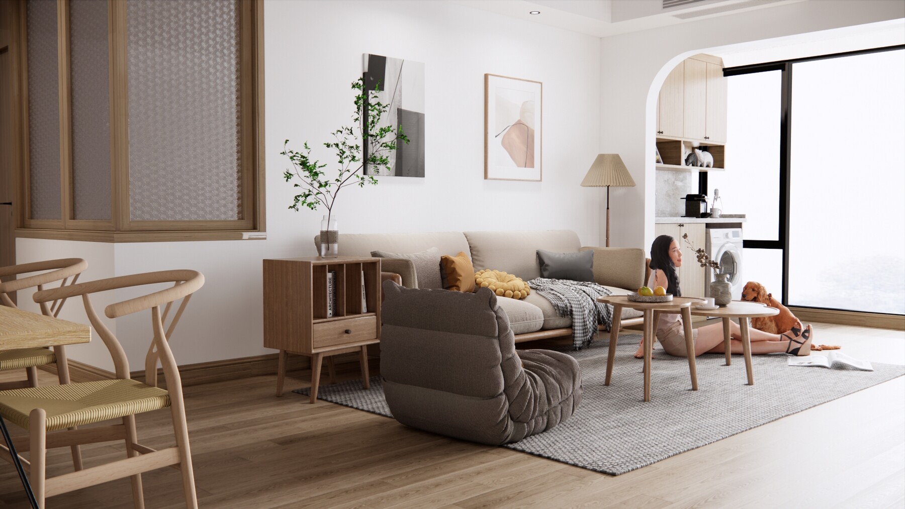 ArtStation - Enscape 3.2 Simple Nordic style Interior Living room ...