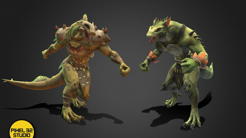 ArtStation - Fantasy Creature - Combat LizardMan | Game Assets