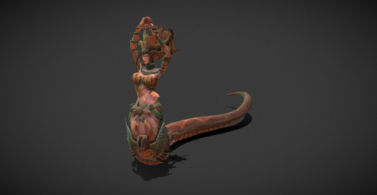 ArtStation - Fantasy Creature - Combat SnakeGirl | Game Assets