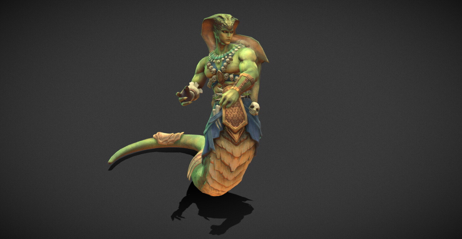 ArtStation - Fantasy Creature - Combat SnakeMan | Game Assets
