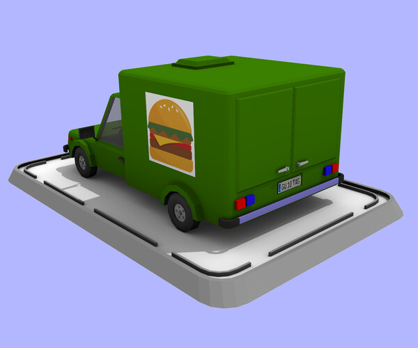 ArtStation - Cartoon Low Poly Food Delivery Truck | Resources