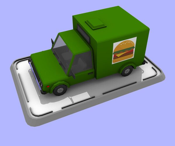 ArtStation - Cartoon Low Poly Food Delivery Truck | Resources