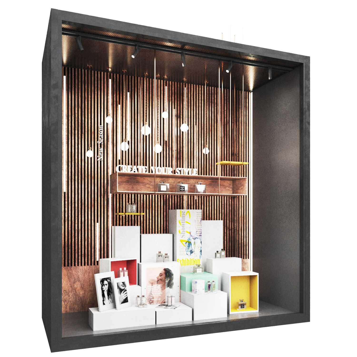 ArtStation - store, window, vitrin, shop, decor boutique mall ...