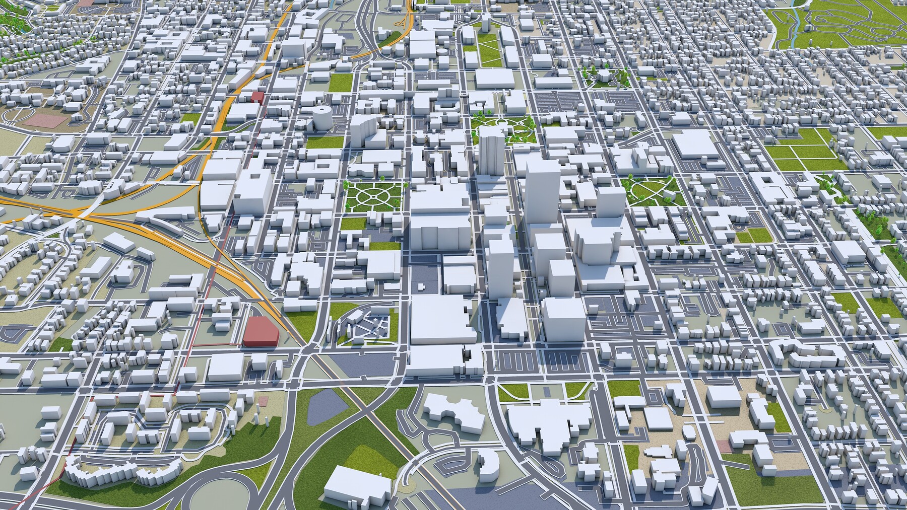 TurboCG 3D Models - Raleigh city North Carolina USA 3d model 60km