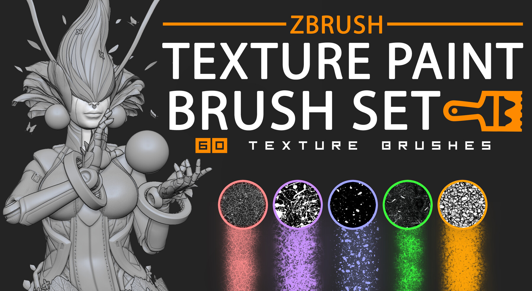 ArtStation - ZBrush Texture Paint Brush Set : Polypaint Brushes | Brushes