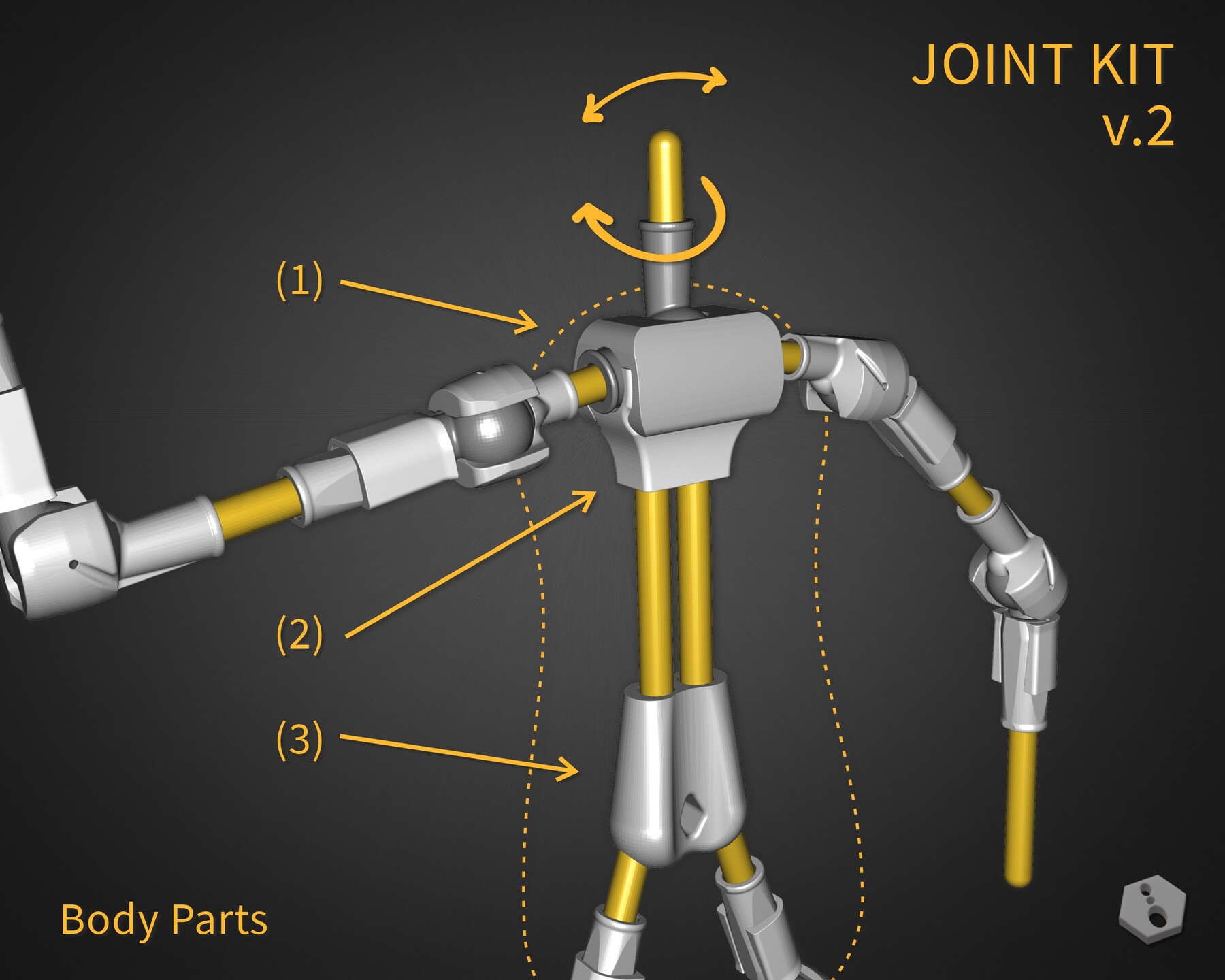 ArtStation - 3D model Joint KIT2 for BJD Doll handmade stl file for all ...