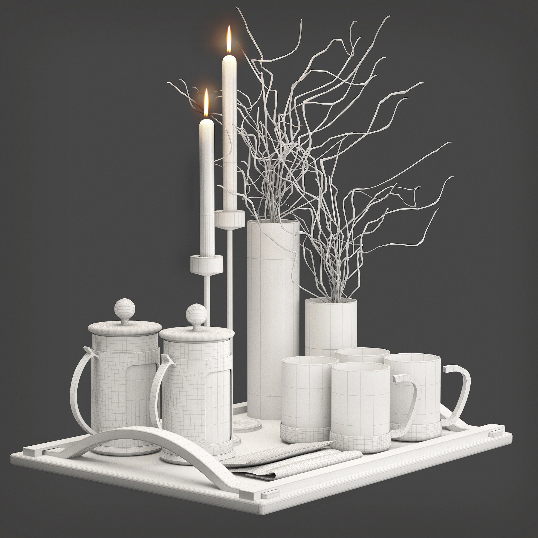 ArtStation - tea herbal tea set tray | Resources
