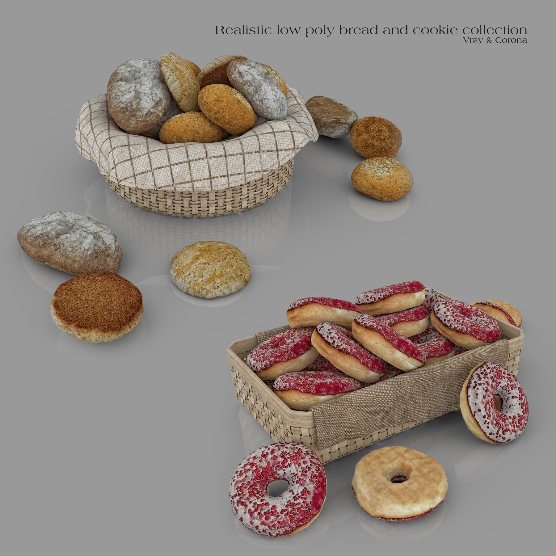 ArtStation - Realistic Low Poly Bread And Cookie Collection | Resources