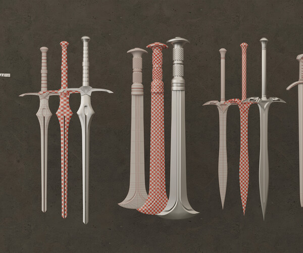 ArtStation - 25 Sword Base Mesh - Vol 01 ( Game Ready ) | Game Assets
