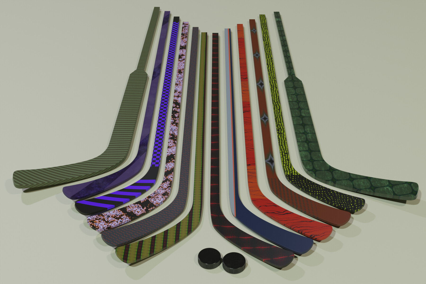 ArtStation - Collection of hockey sticks and pucks with procedural ...