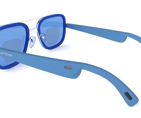 ArtStation - Smart Glasses Square Blue Frame 3D model, Sunglasses 3D ...