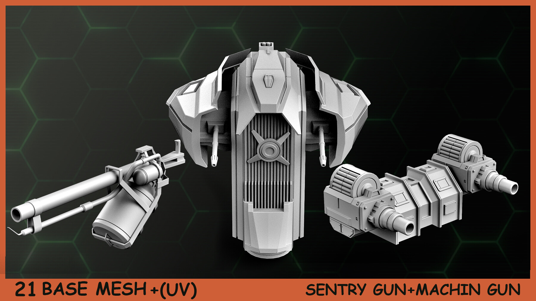 ArtStation - BaseMesh Vol 1_ SentryGuns (+ UV) | Resources