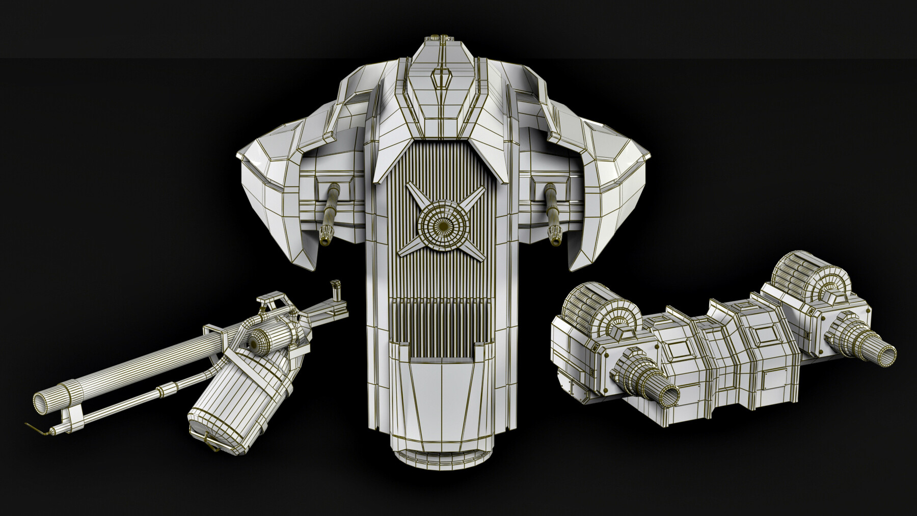 ArtStation - BaseMesh Vol 1_ SentryGuns (+ UV) | Resources