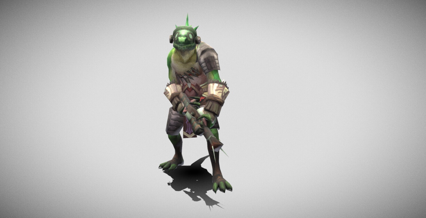 ArtStation - Dungeon Fantasy Monster - Aqua lizard Musketeer | Game Assets