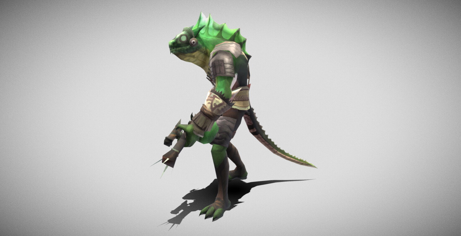 ArtStation - Dungeon Fantasy Monster - Aqua lizard Musketeer | Game Assets