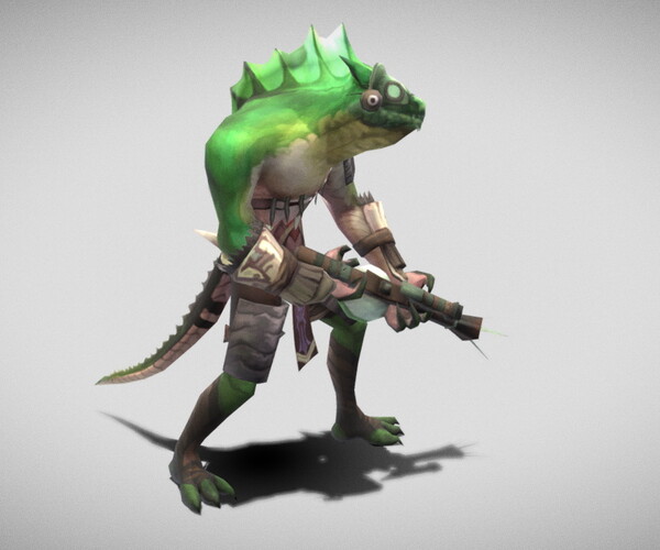 ArtStation - Dungeon Fantasy Monster - Aqua lizard Musketeer | Game Assets