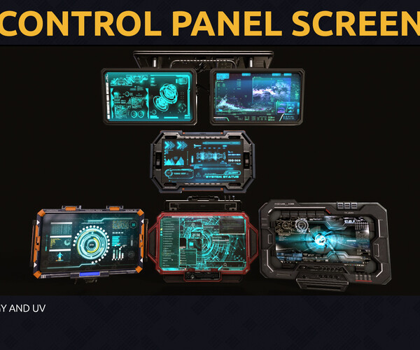ArtStation - control panel screen - scifi panel Vol 02 3D model | Game ...