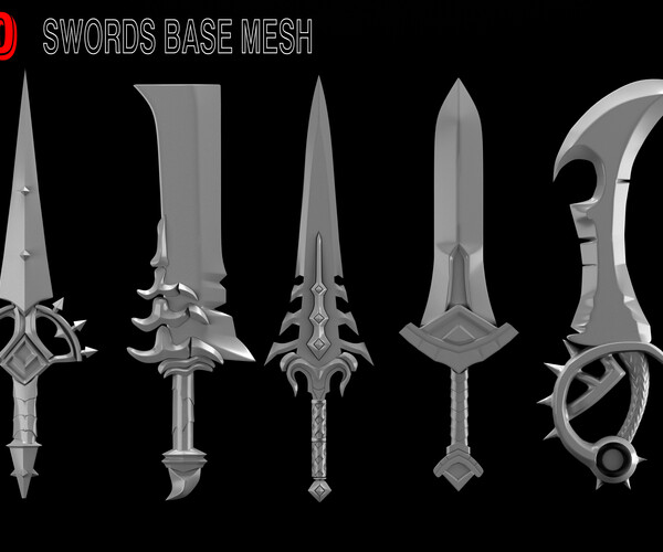 ArtStation - 50 Medieval Sword Basemesh ( Clean Uv And Topology ...