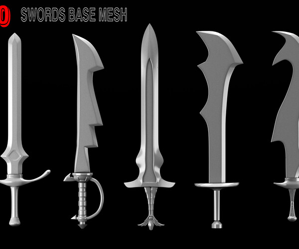ArtStation - 50 Medieval Sword Basemesh ( Clean Uv And Topology ...