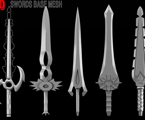 ArtStation - 50 Medieval Sword Basemesh ( Clean Uv And Topology ...