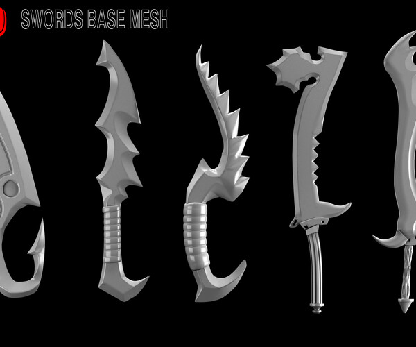 ArtStation - 50 Medieval Sword Basemesh ( Clean Uv And Topology ...